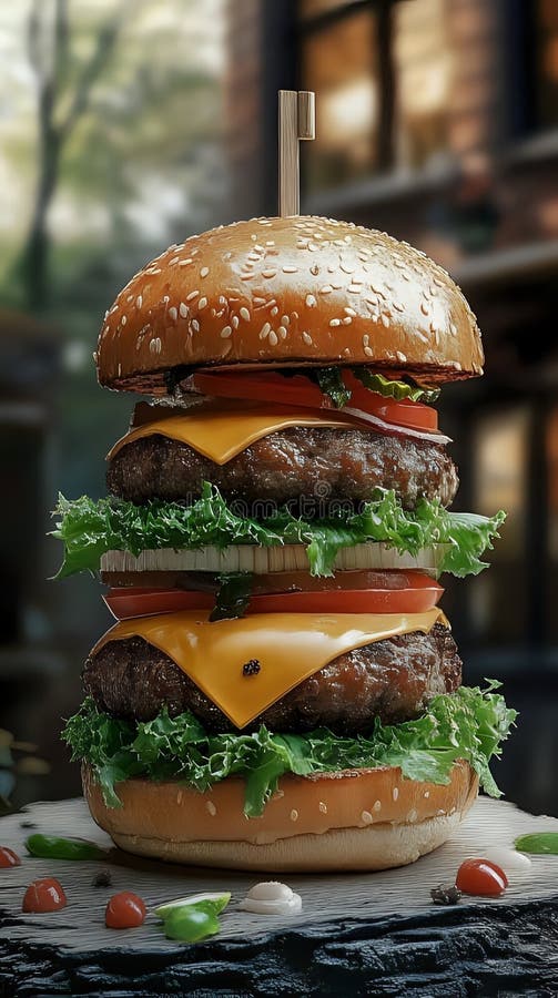 Image of a Multi-layered BurgerThis Image Was Created with Artificial ...