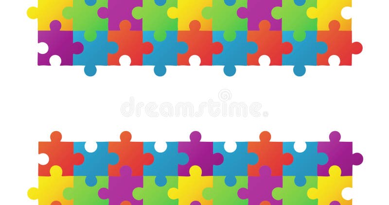 Image of Multicolor Jigsaw Puzzle Pieces Forming Two Rectangles Against ...