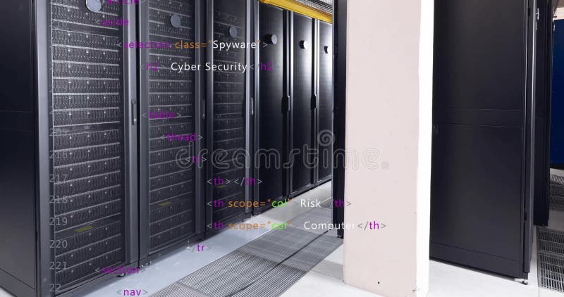 Image of Multicolored Computer Language Over Data Server Racks in Server Room Stock Image ...