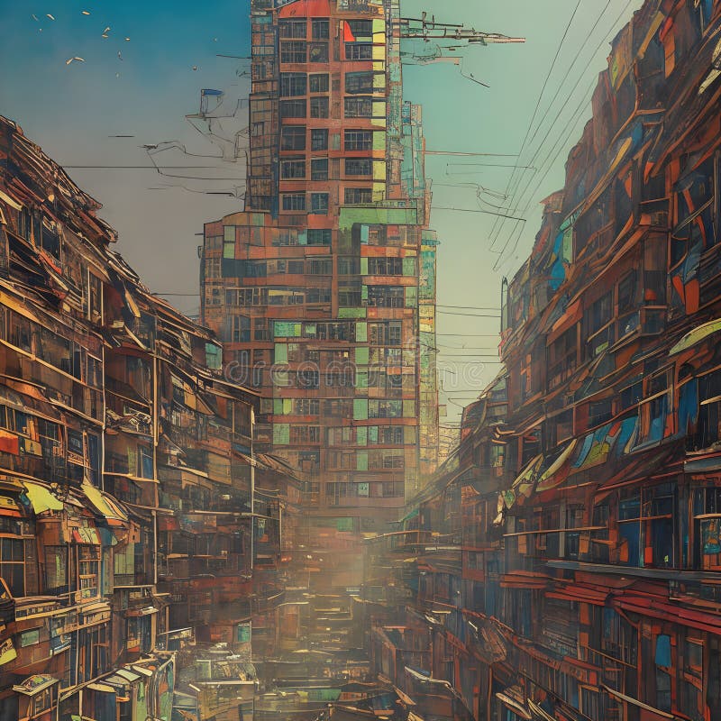 Image of the Multicolored Gigantic Scale Buildings Pile and Stack Up ...