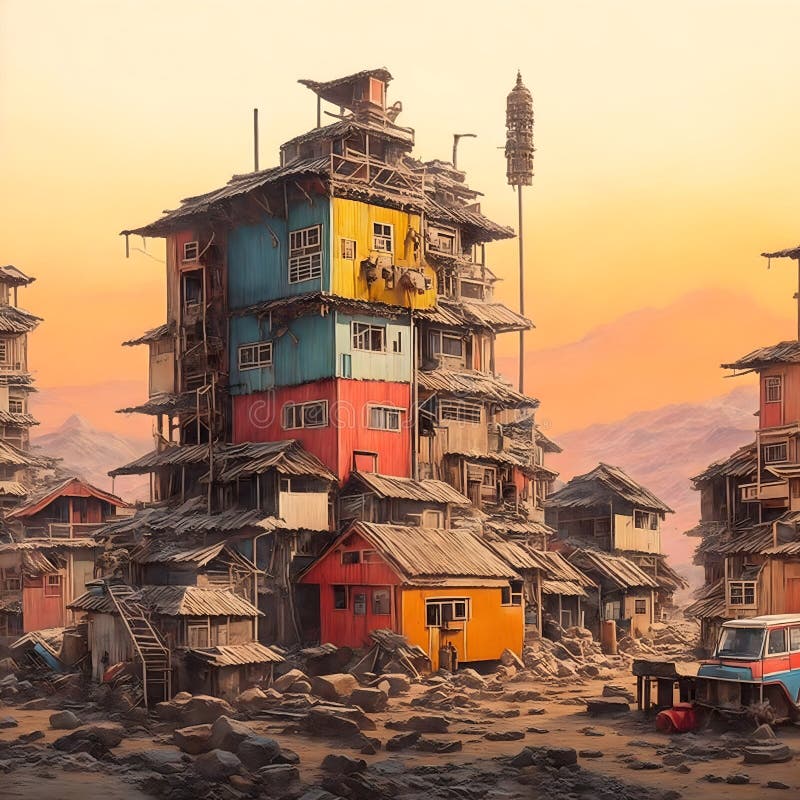 Image of the Multicolored Gigantic Scale Buildings Pile and Stack Up ...