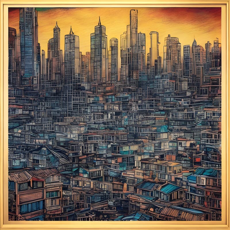 Image of the Multicolored Gigantic Scale Buildings Pile and Stack Up ...