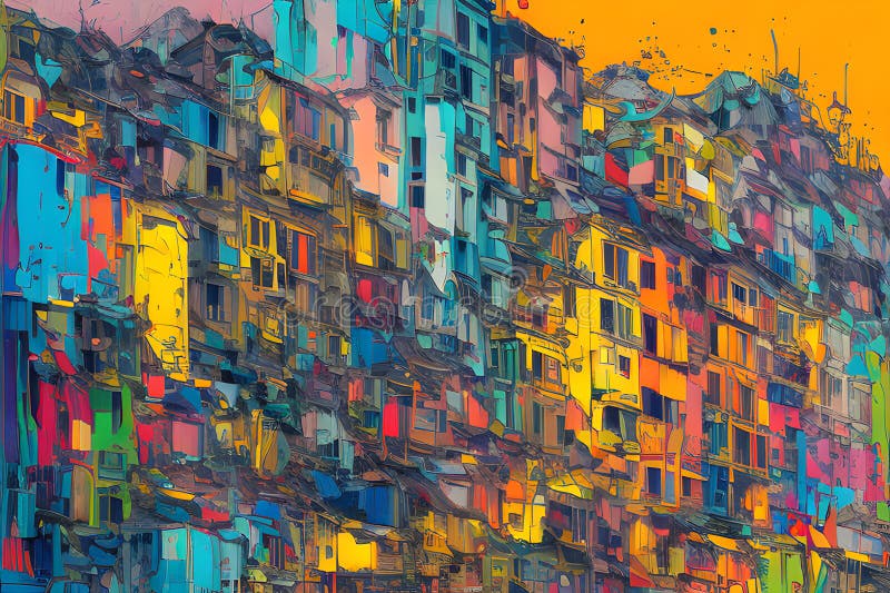 Image of the Multicolored Gigantic Scale Buildings Pile and Stack Up ...