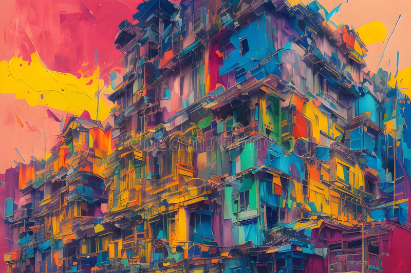 Image of the Multicolored Gigantic Scale Buildings Pile and Stack Up ...