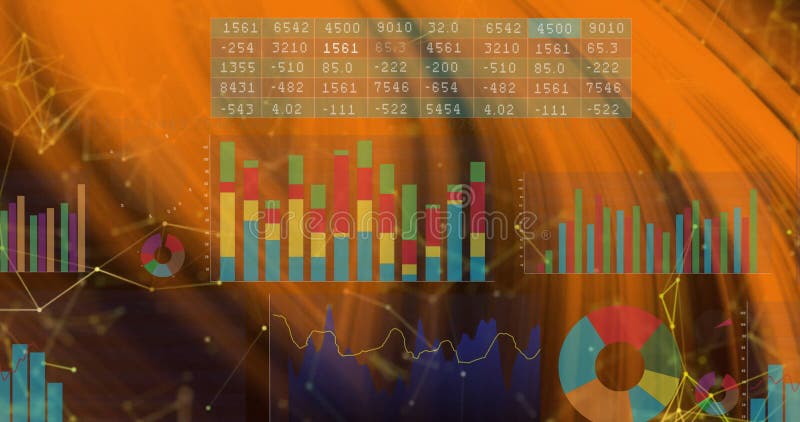 Image of Multicolored Graphs, Number Charts and Connected Dots Over ...