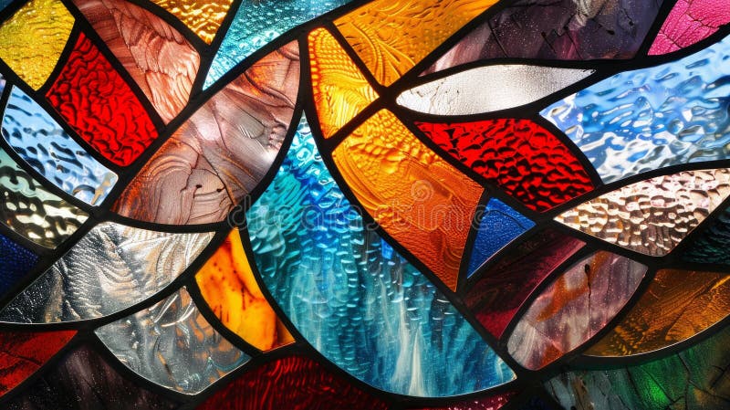 Image of a Multicolored Stained Glass Window with Irregular Random ...