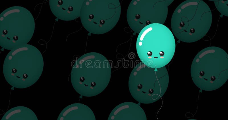 Image of Multiple Blue Balloons on Black Background Stock Image - Image ...