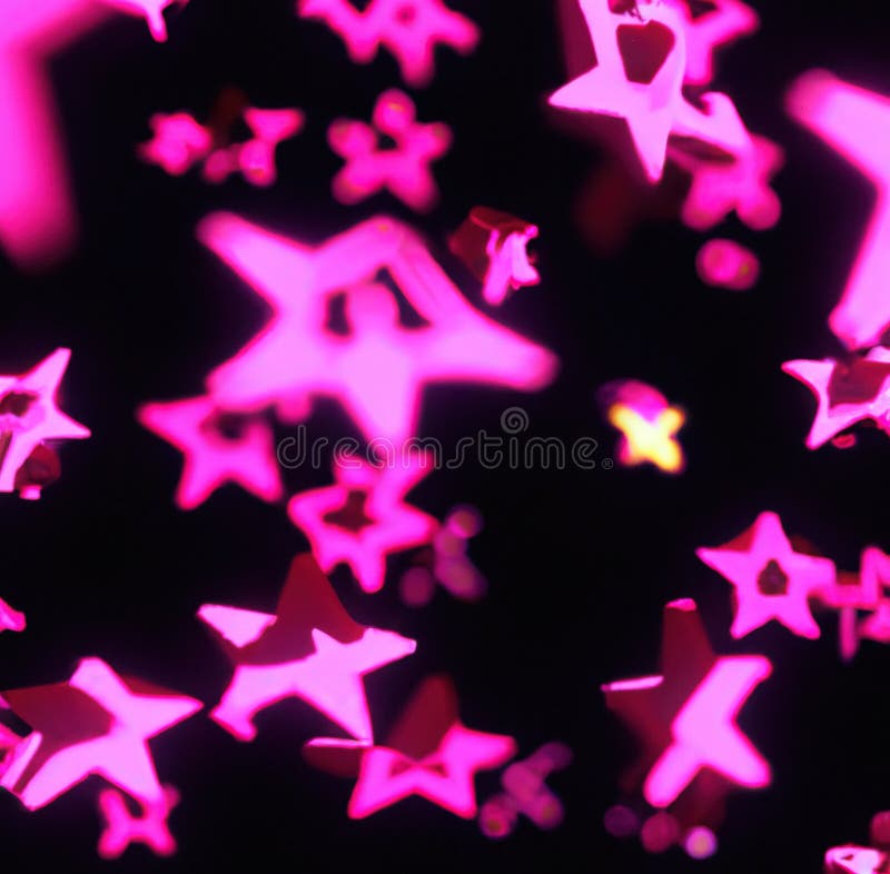 Image of Multiple Bright Pink Different Sized Stars on Black Background ...