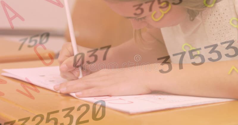 Image of Multiple Changing Numbers and Alphabets Over Caucasian Girl ... Image of Multiple Changing Numbers and Alphabets Over Caucasian Girl ...