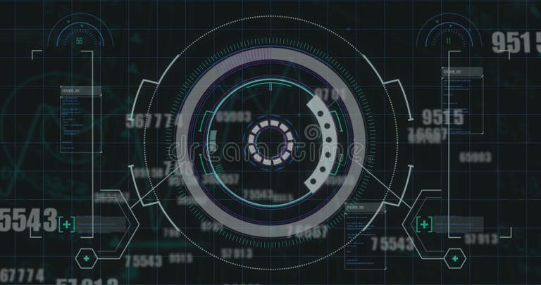 Image of Multiple Changing Numbers Over Interface with Round Scanner ...