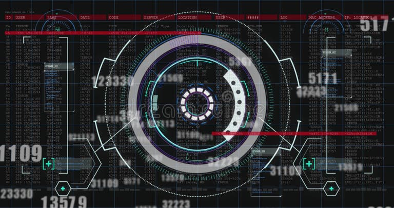 Image of Multiple Changing Numbers Over Interface with Round Scanner ...