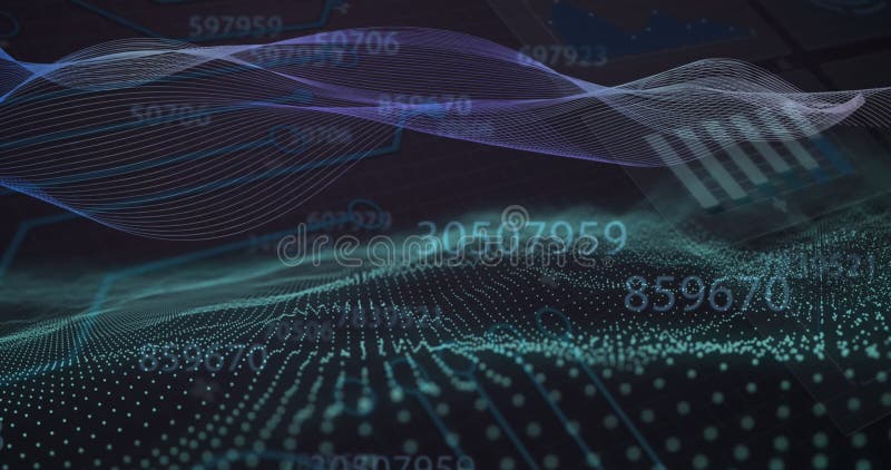 Image of Multiple Changing Numbers and Statistical Data Processing Against Digital Wave Stock ...