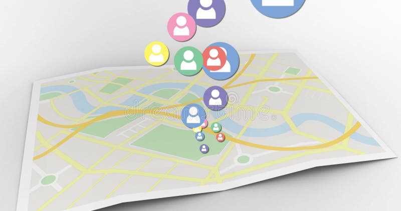 Image of Multiple Colourful Digital Social Media People Icons Over Map ...