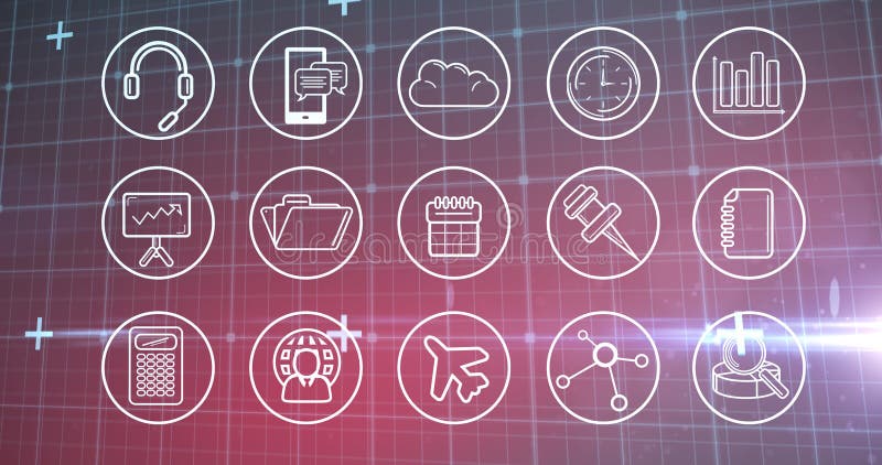 Image of Multiple Digital Icons Over Grid Stock Illustration ...