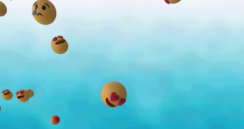 Image of Multiple Falling Emojis on Blue Background Stock Illustration - Illustration of symbol ...