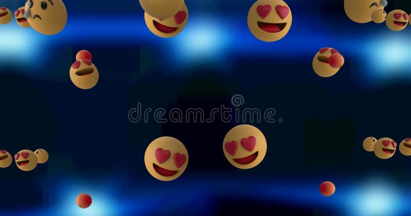 Image of Multiple Falling Emojis on Blue Background Stock Illustration - Illustration of network ...