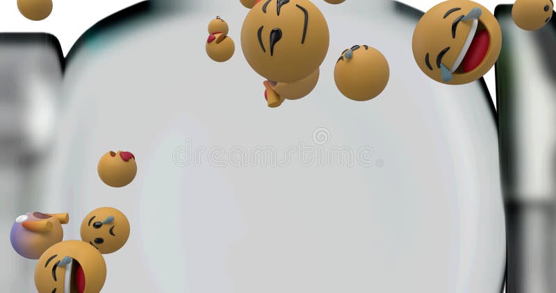 Image of Multiple Falling Emojis on Grey Background Stock Illustration - Illustration of grey ...