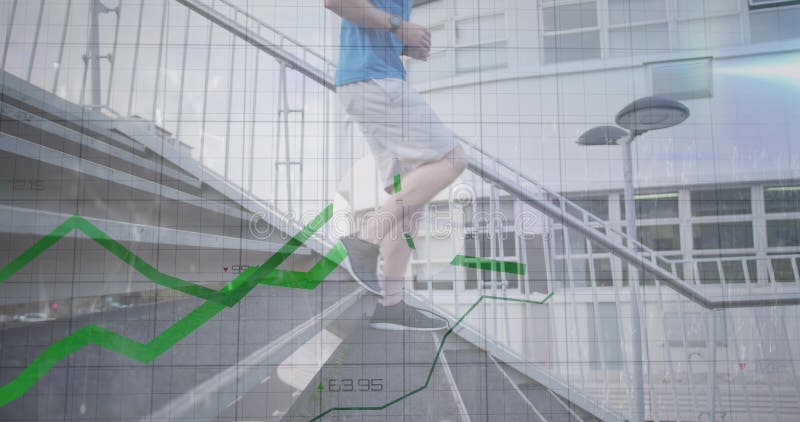 Image of Multiple Graphs with Changing Numbers, Caucasian Man Running ...