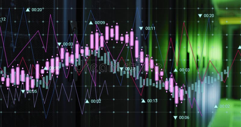 Image of Multiple Graphs with Changing Numbers Over Data Server Room ...