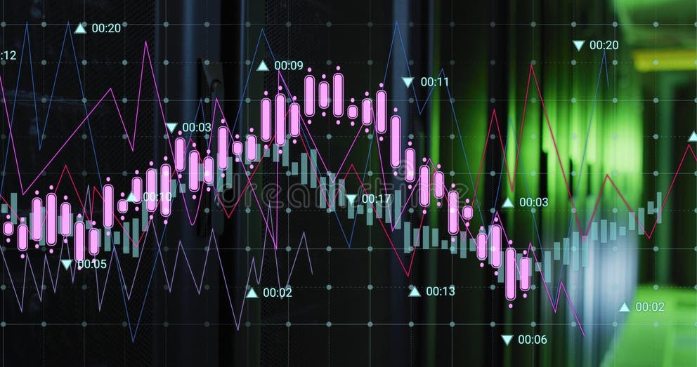 Image of Multiple Graphs with Changing Numbers Over Data Server Room Stock Illustration ...
