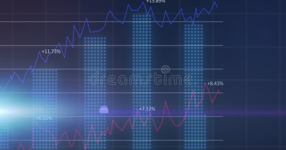 Image of Multiple Graphs with Changing Numbers Over Grid Pattern and ...