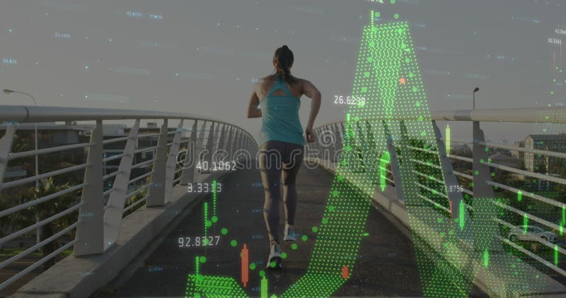 Image of Multiple Graphs with Changing Numbers, Rear View of Caucasian ...