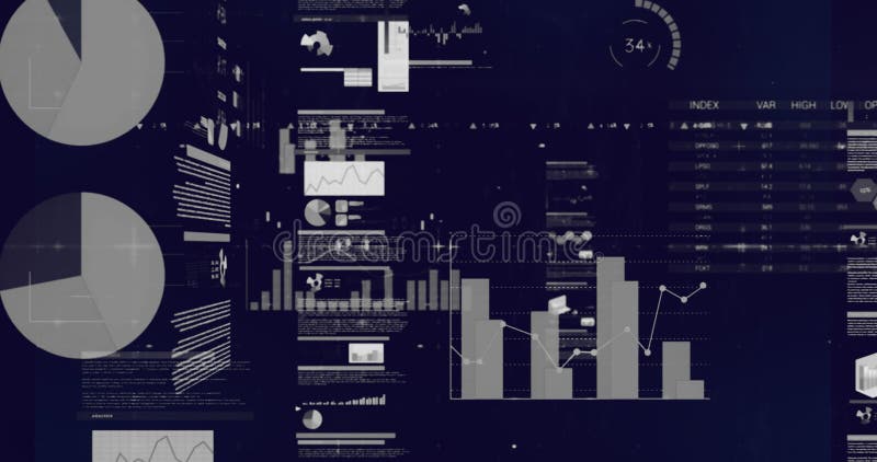 Image of Multiple Graphs, Database and Trading Board Against Blue ...