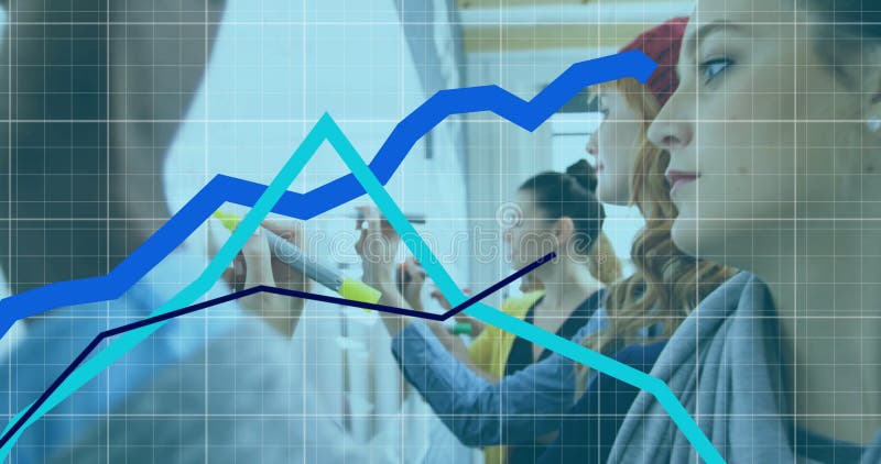 Image of Multiple Graphs and Grid Pattern Over Diverse Coworkers ...