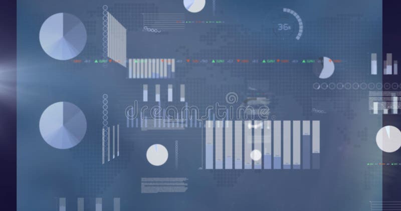 Image of Multiple Graphs, Multicolored Trading Board and Database Over ...