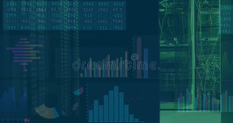 Image of Multiple Graphs and Numbers Moving Over Data System Stock Image - Image of business ...
