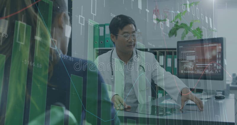 Image of Multiple Graphs with Numbers Over Diverse Doctor Discussing X ...