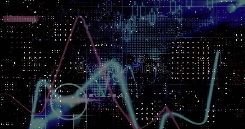 Image of Multiple Graphs Over Dots Forming Abstract Pattern, Numbers and Map Stock Illustration ...
