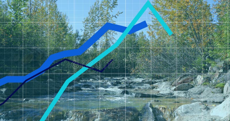 Image of Multiple Graphs Over Stream in Forest Against Clear Sky Stock ...