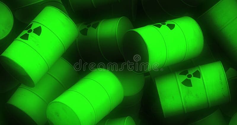 Image of Multiple Green Barrels with Black Nuclear Symbols Stock ...