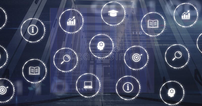 Image Of Multiple Icons Graphs And Computer Language Over Data Server
