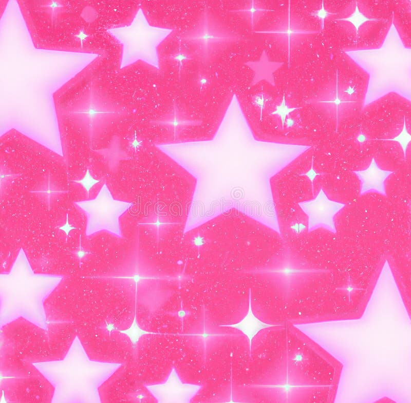 Image of Multiple Light Pink Glowing Stars on Dark Pink Background ...