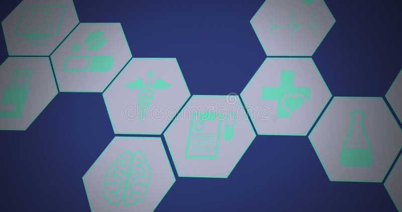 Image of Multiple Medical Icons Floating Against Blue Background Stock ...