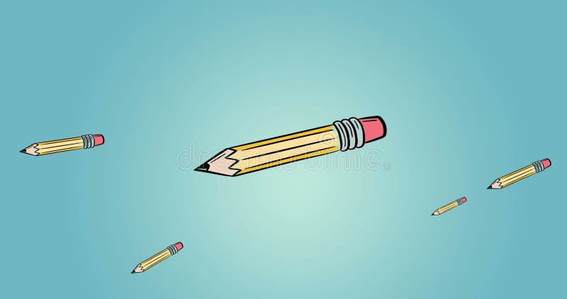 Image of Multiple Pencil Icons Floating Against Copy Space on Blue ...