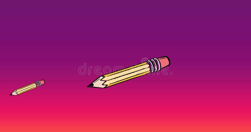 Image of Multiple Pencil Icons Floating Against Copy Space on Purple ...