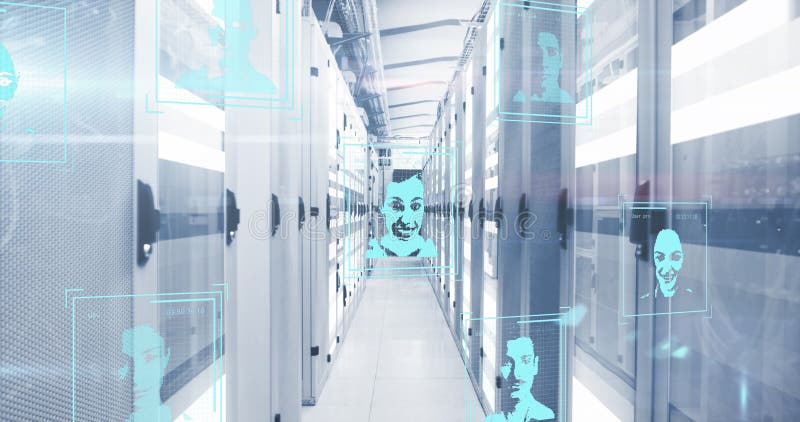 Image of Multiple Profile Icons and Data Processing Against Light ...