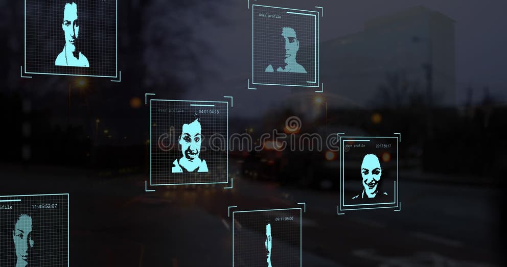 Image of Multiple Profile Icons with Data Processing Over City Traffic ...
