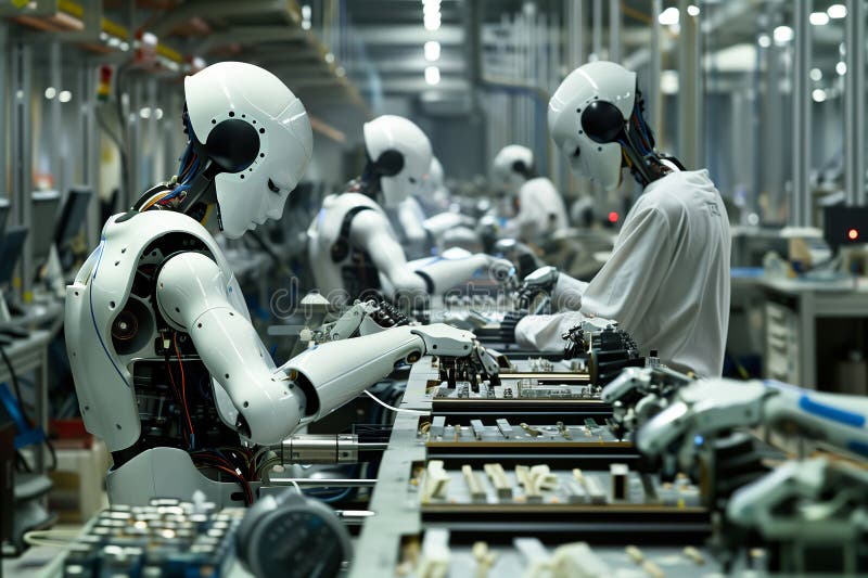 Robots Working on Electronic Assembly Line Stock Photo - Image of ...