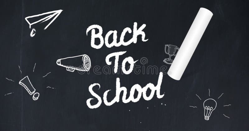 Image of Multiple School Concept Icons and Chalk Writing Back To School ...