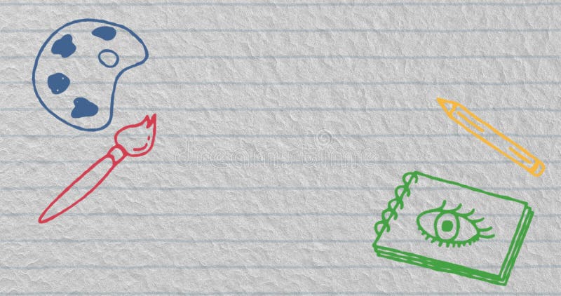 Image of Multiple School Items Moving on White Lined Paper Stock Photo ... Image of Multiple School Items Moving on White Lined Paper Stock Photo ...