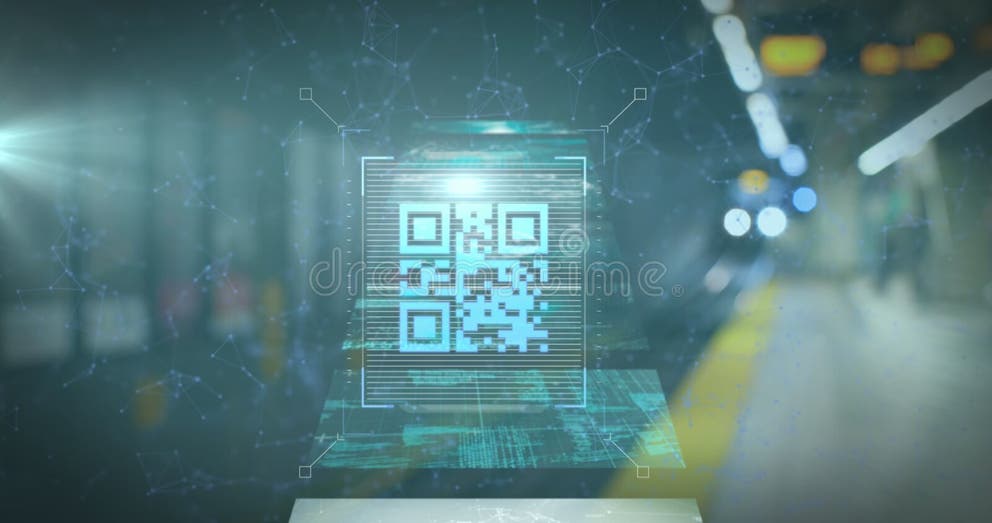 Image of Multiple Screens with Data Processing and Qr Code Scanner Over ...