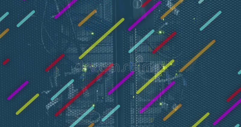 Image of Multiple Stripes Moving Diagonally Over Computer Server Stock ...