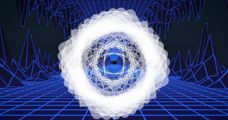 Image of Multiple White Geometric Shapes Spinning on Seamless Loop with ...