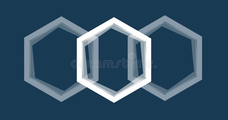 Image of Multiple White Hexagons Spinning on Seamless Loop on Blue ...
