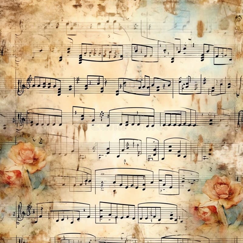 Music Old Paper, Vintage Digital Paper Stock Illustration ...