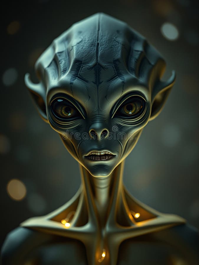 Image of a Mysterious Gray-skinned Alien Portrait with a Blurred ...